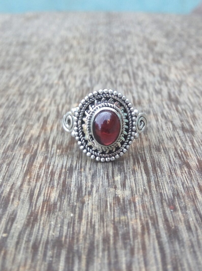 Silver Stone Ring/garnet Stone Ring/handmade Silver Stone Ring/ Silver ...