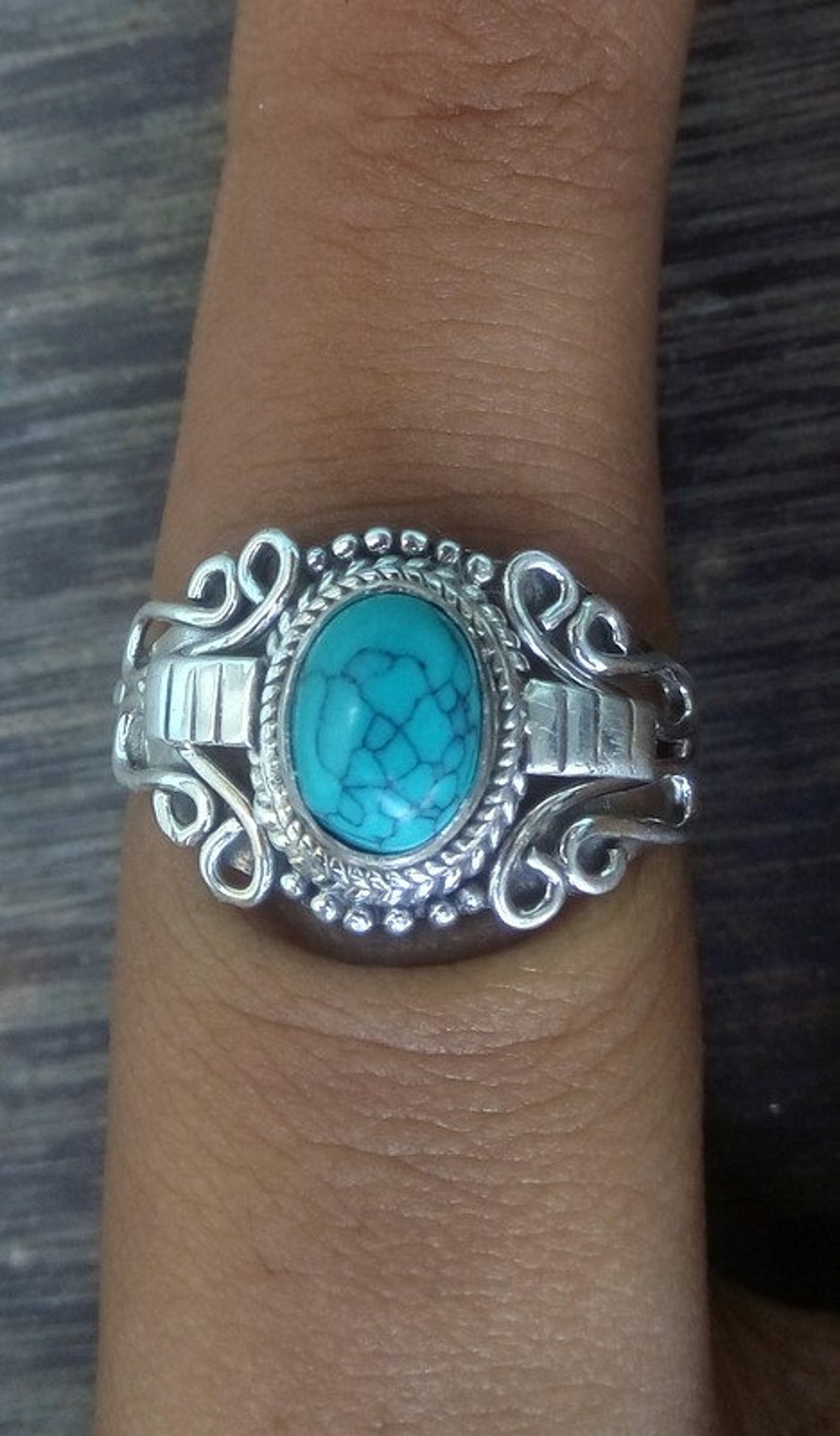 Natural Firoza Stone ring/ Sterling Silver ring/ 925 ring/ | Etsy