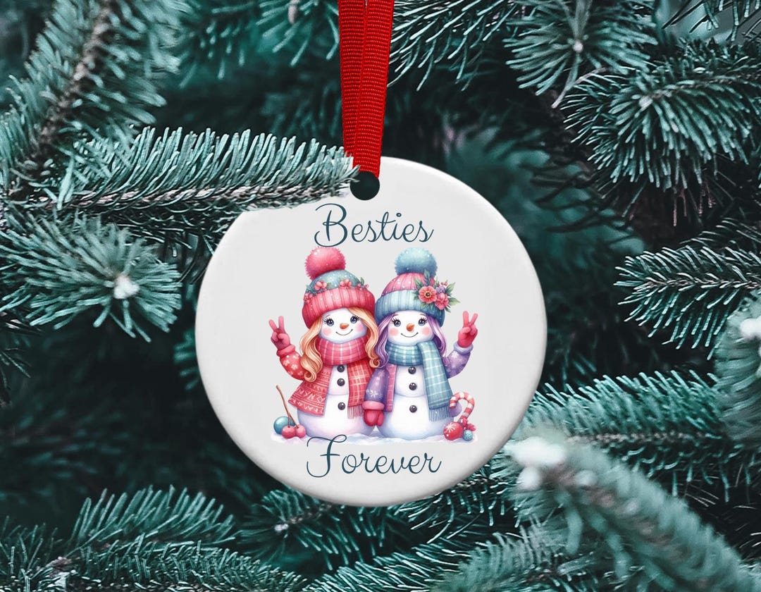 Snowman Besties, Friendship Ornament, Besties, BFF, Ceramic Ornament ...