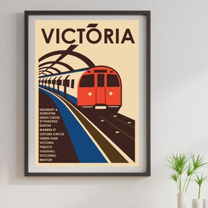 Victoria Line south London Underground Tube Vintage Train Art Print ...
