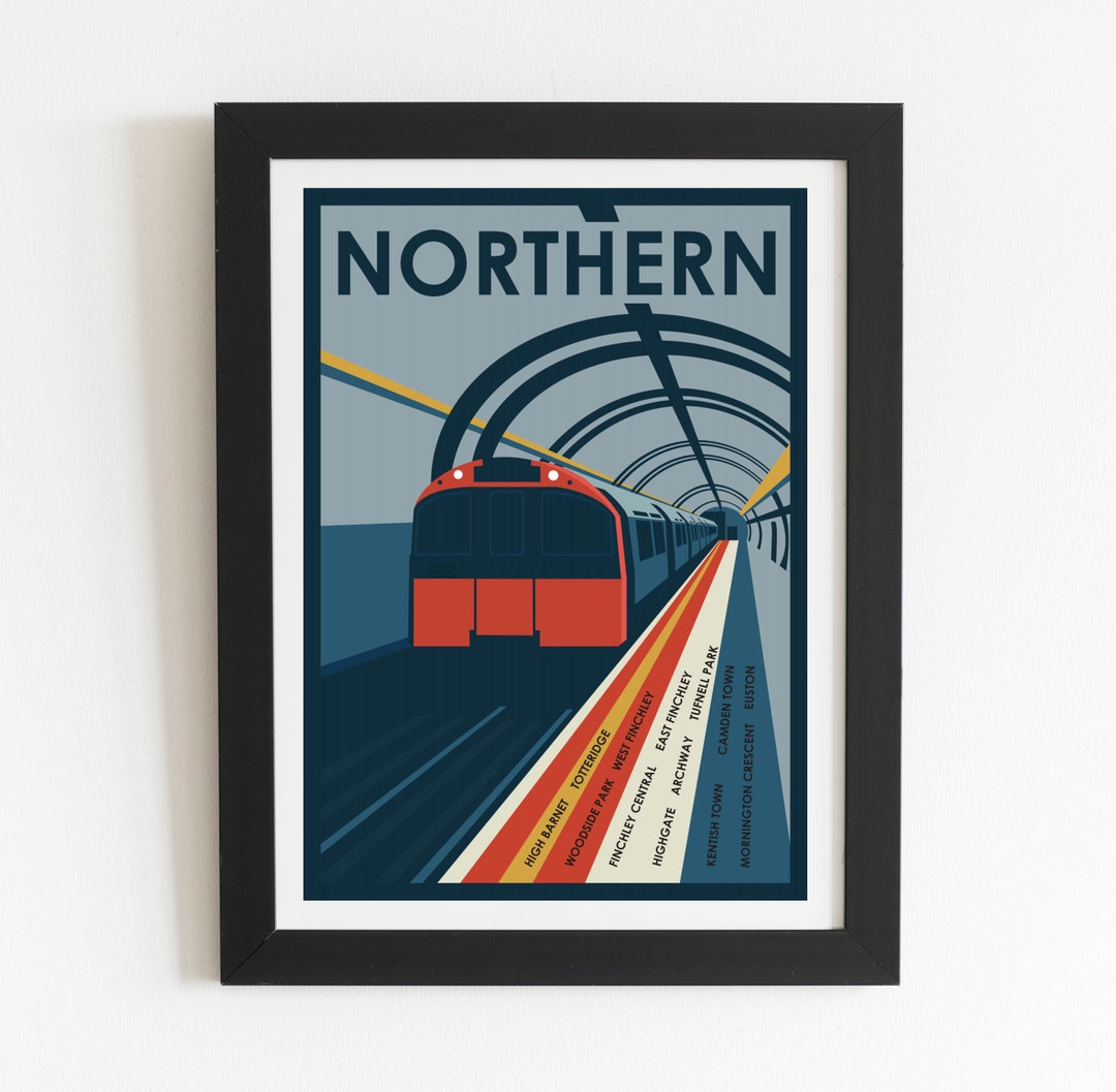 Northern Line North, London Underground Tube, Vintage Travel Print ...