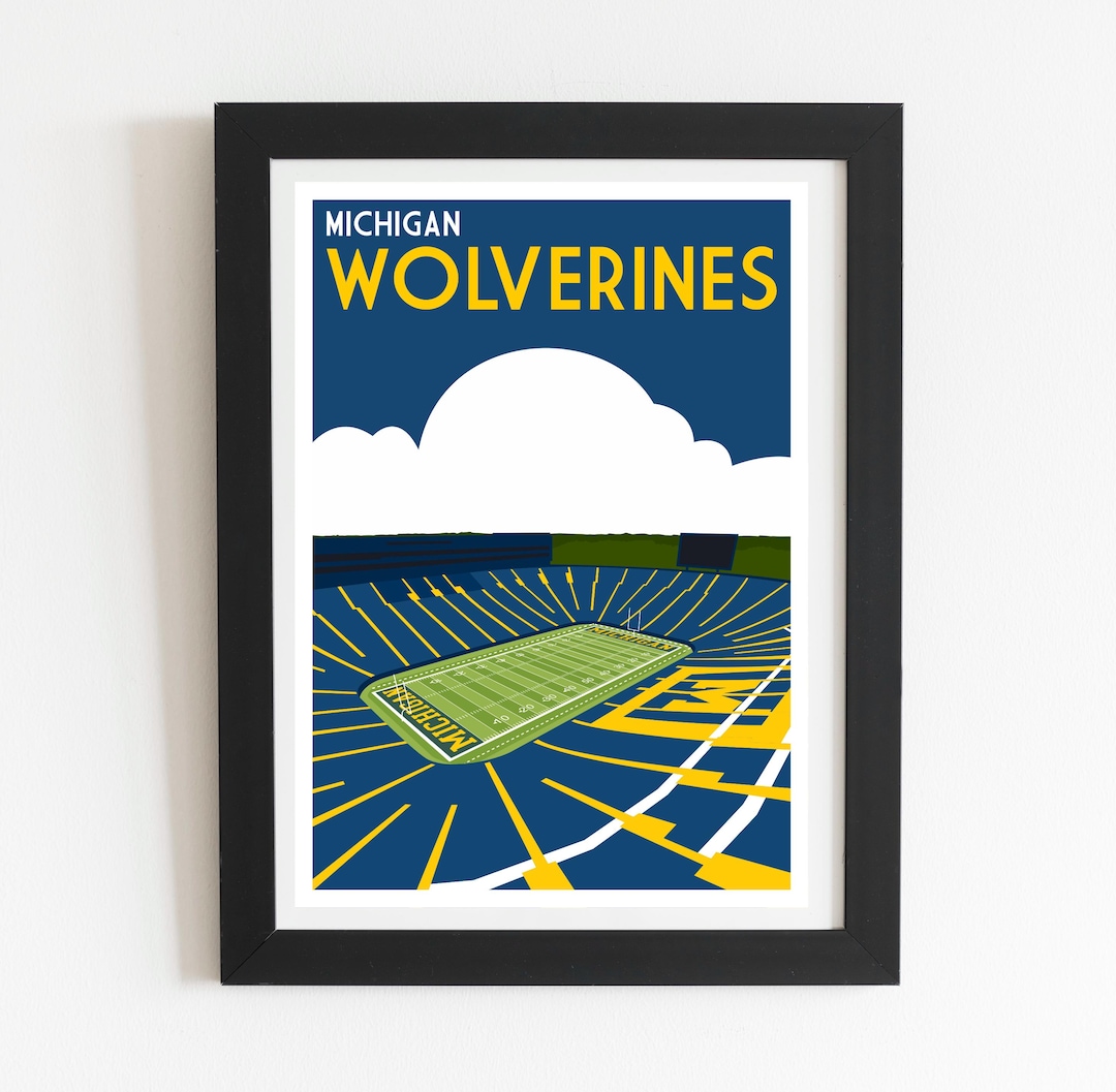 Michigan Stadium, Michigan Wolverines Retro Art Print Poster - Etsy