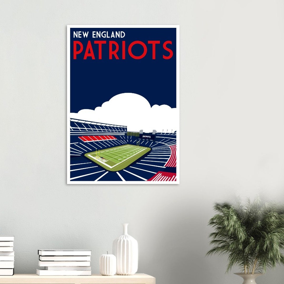 New England Patriots Stadium Retro Art Print Poster - Etsy