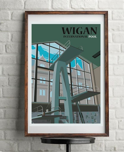 Wigan International Pool Vintage Art Print Poster | Etsy UK