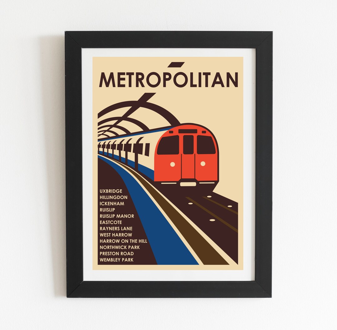 Metropolitan Line uxbridge London Underground Tube Vintage Train Art ...