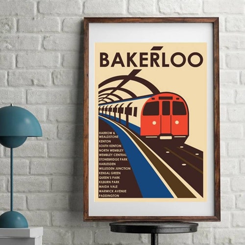 Bakerloo Line north London Underground Tube Vintage Train - Etsy