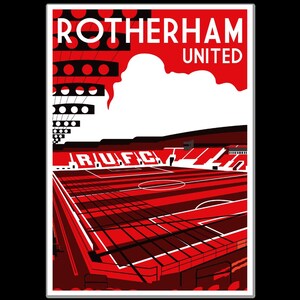 Rotherham United Stadium, Retro Art Print Poster - Etsy UK