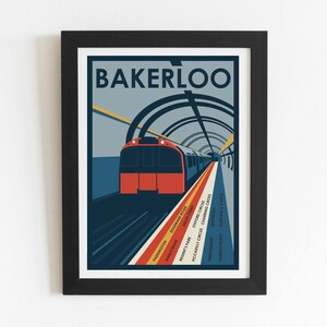 Bakerloo Line south London Underground Tube, Vintage Train Art Print ...