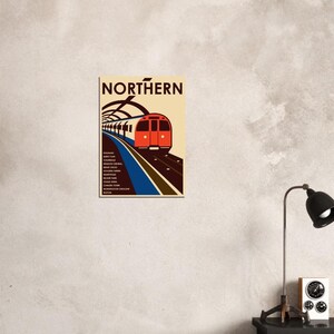 Northern Line north Edgware London Underground Tube Vintage Style Art ...