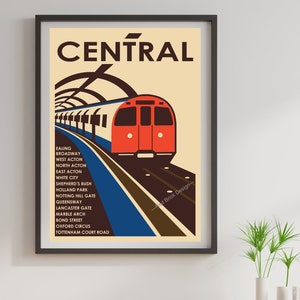 Central Line ealing London Underground Tube Vintage Train Art Print ...