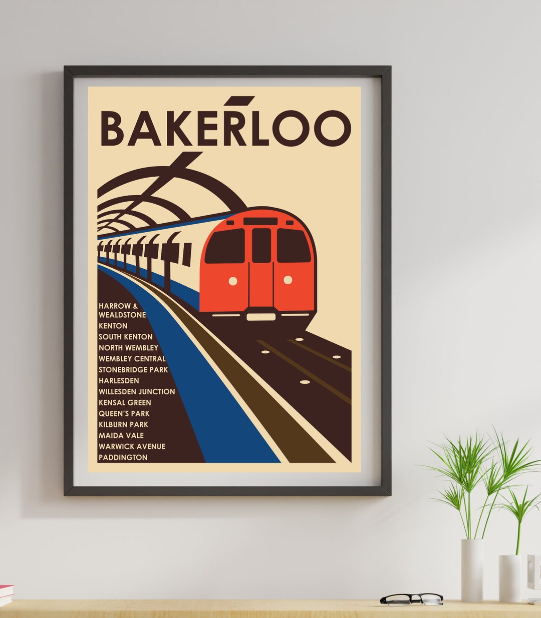 Bakerloo Line north London Underground Tube Vintage Train Art Print ...