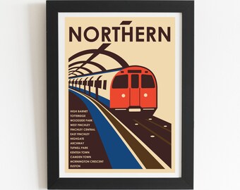 London Underground Original Tube Map Northern Line Diagram Art Print ...