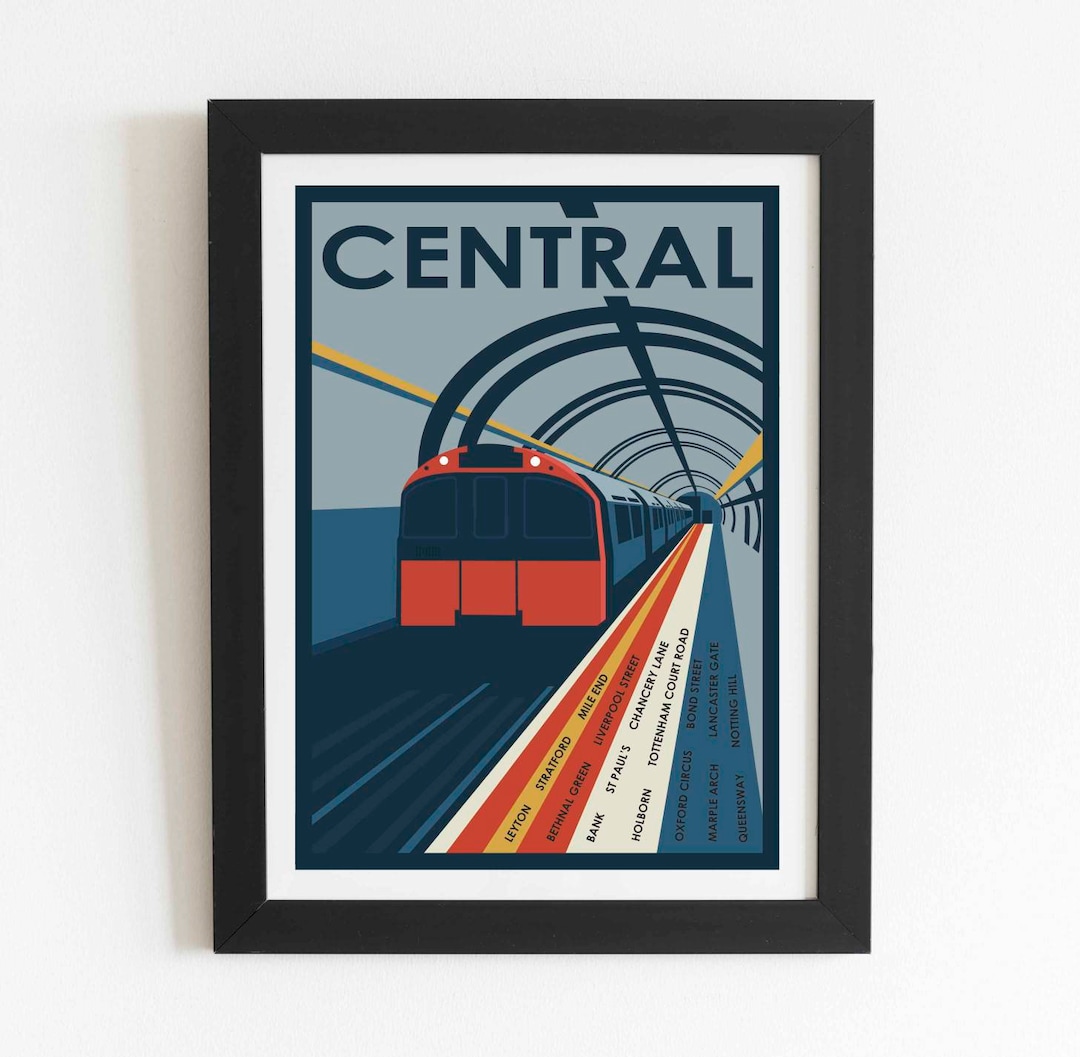 Central Line central London Underground Tube, Vintage Train Art Print ...