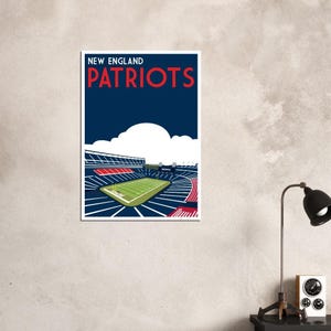 New England Patriots Stadium Retro Art Print Poster - Etsy