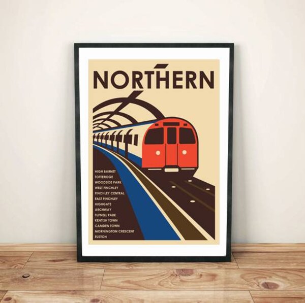 London Underground Original Tube Map Northern Line Diagram Art Print ...