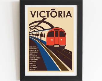 London Underground Original Tube Map Victoria Line Diagram Art Print ...