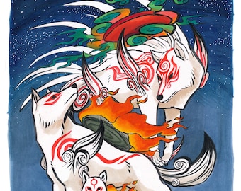 Okami Amaterasu Flower Trail Solar Flare Matte Art Print - Etsy
