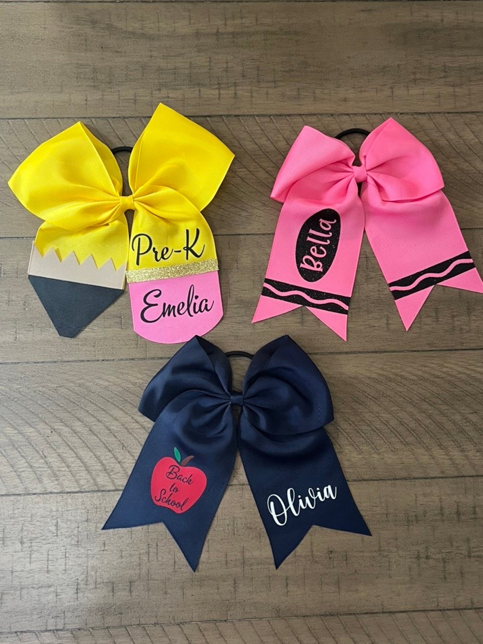 Personalized Back to School Bow,girl Pencil Hair Bow,cheer Bow,picture ...