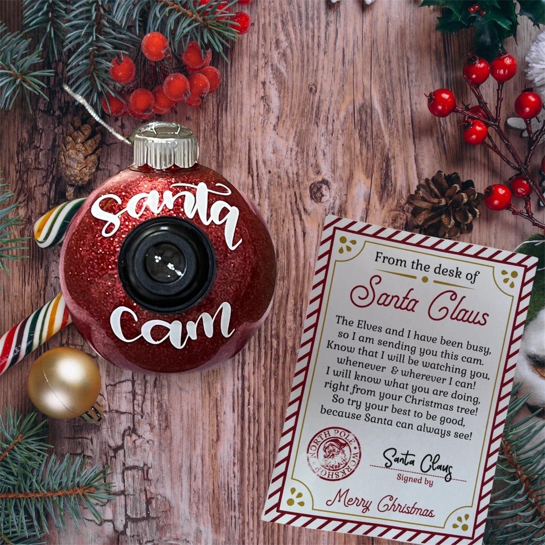 Santa Cam Christmas Ornament Glitter Ornament Custom Ornament Santa Cam ...