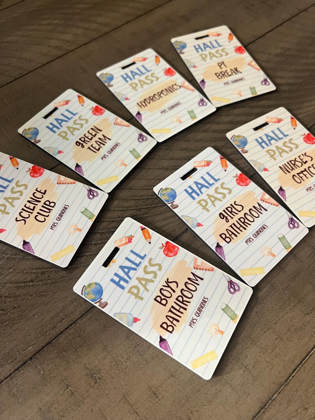 Personalized Teacher Hall Passes, Classroom Bathroom Pass, Custom Class ...