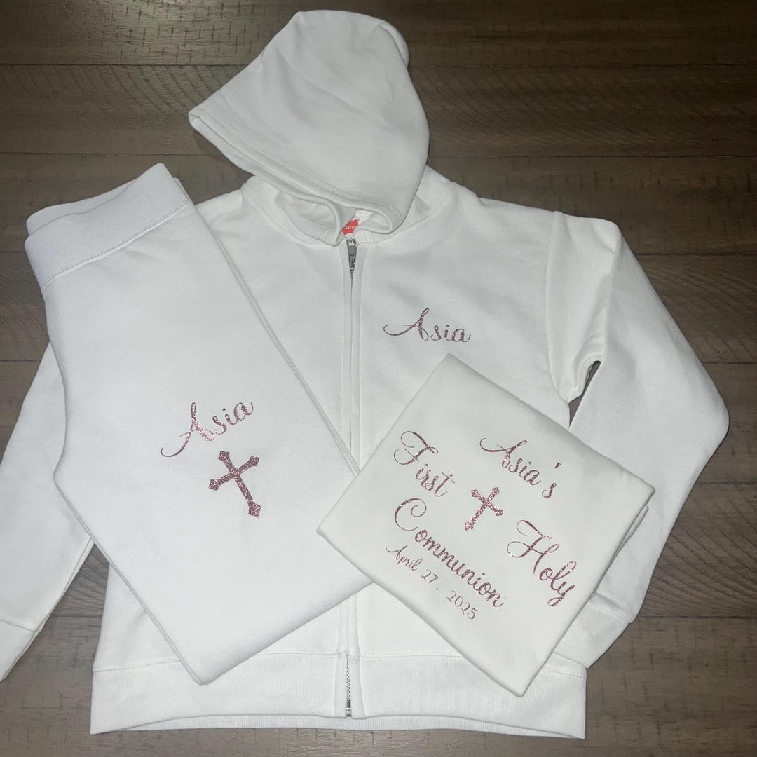 Personalized Communion Outfit, Communion Sweatsuit, White Communion ...