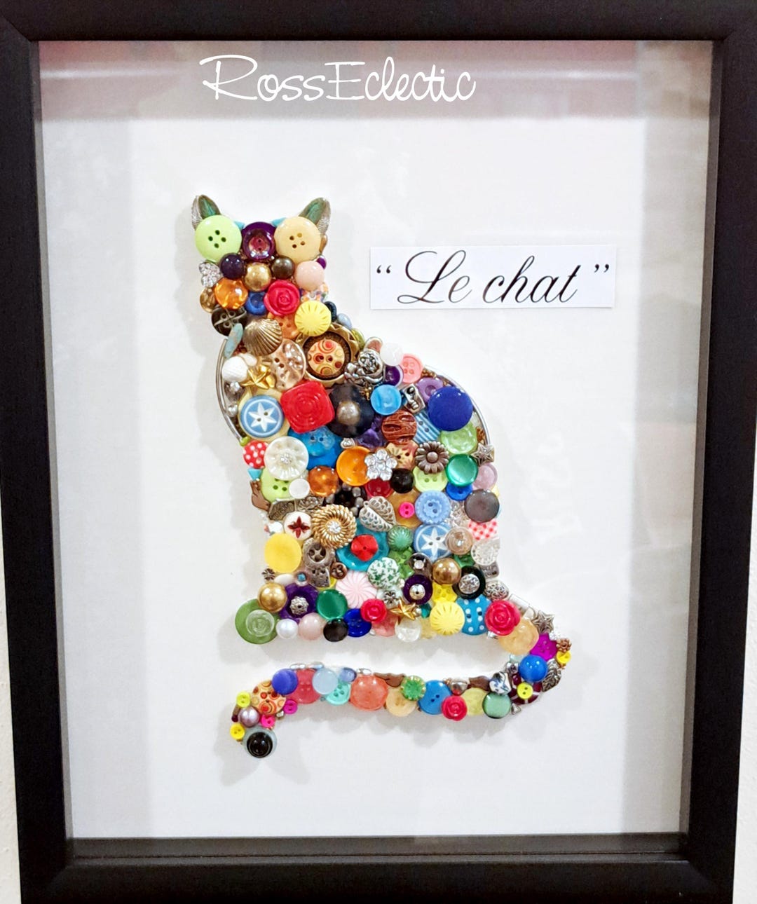 Le Chat Cat Button Picture and Frame - Etsy
