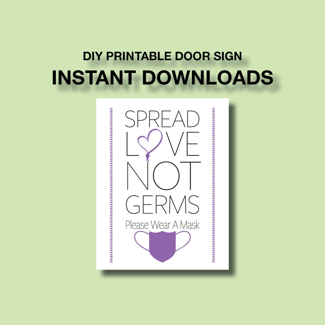 Spread Love Not Germs Instant Download DIY Printable Sign for Wedding ...