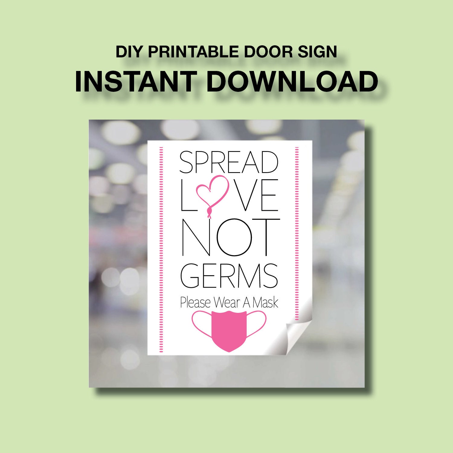 Spread Love Not Germs Instant Download DIY Printable Sign for Wedding ...