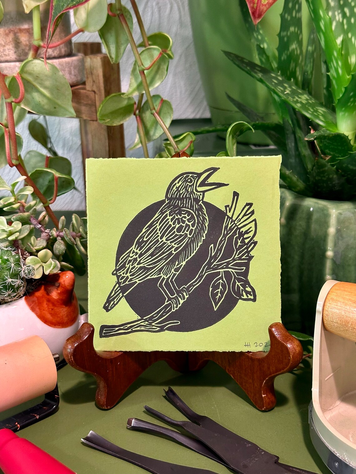 Nightingale Linocut Print - Etsy