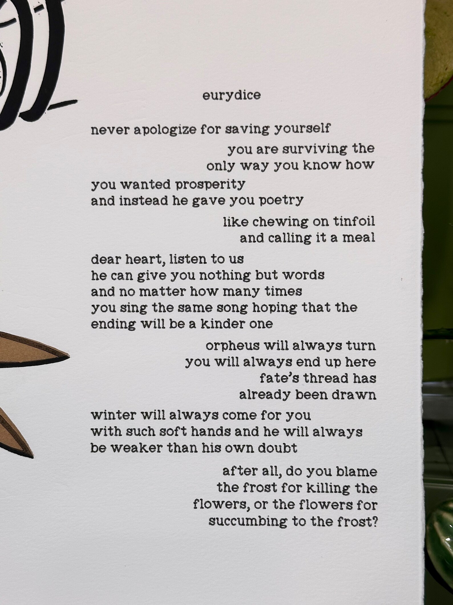 Eurydice Poem Broadside - Etsy