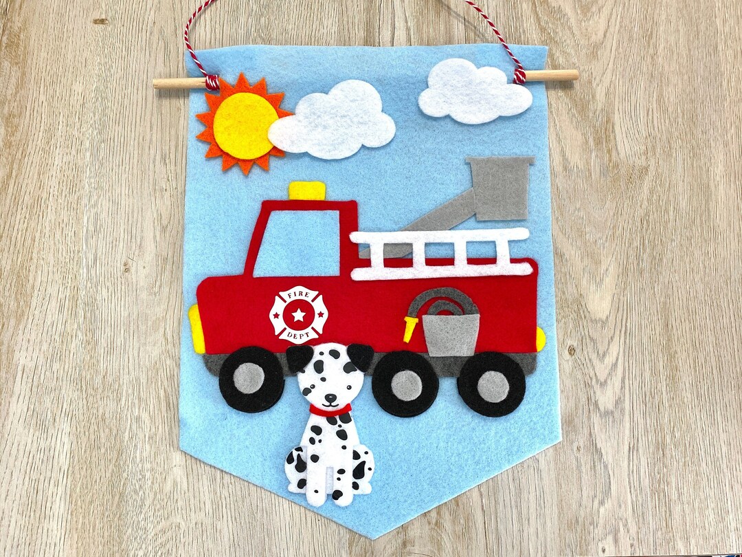 Fire Truck Banner Craft Kit // DIY Firefighter Wall Hanging // Kids ...