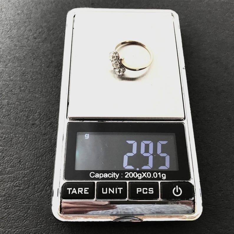 Diamond Ring With 3 Old Cut Diamonds 0.75 Ct. in 18 Ct. Gold - UK Size ...