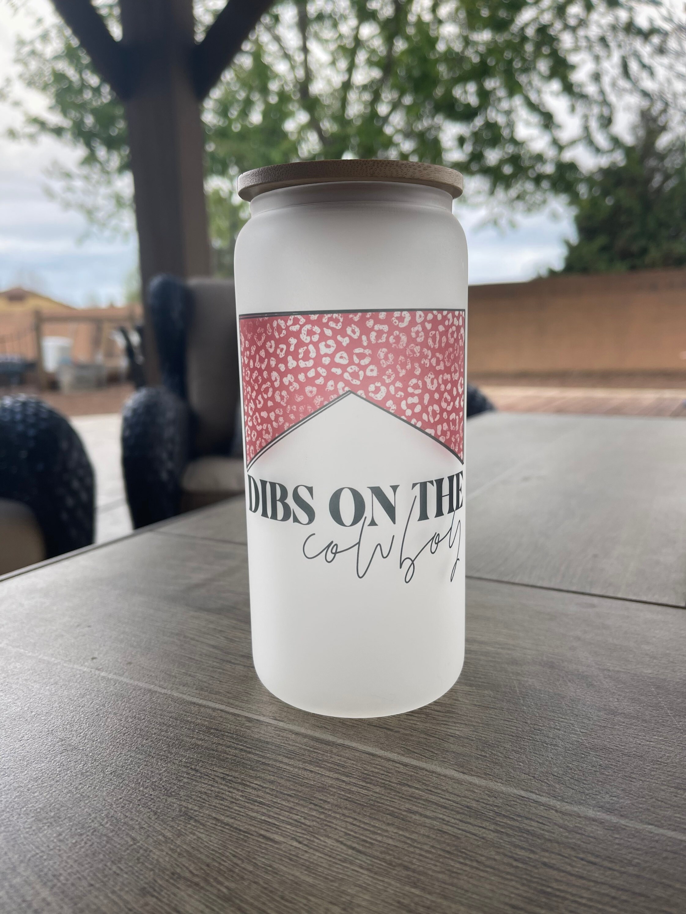 Dibs on the Cowboy Glass Can | Libbey Glass With Bamboo Lid and Straw ...