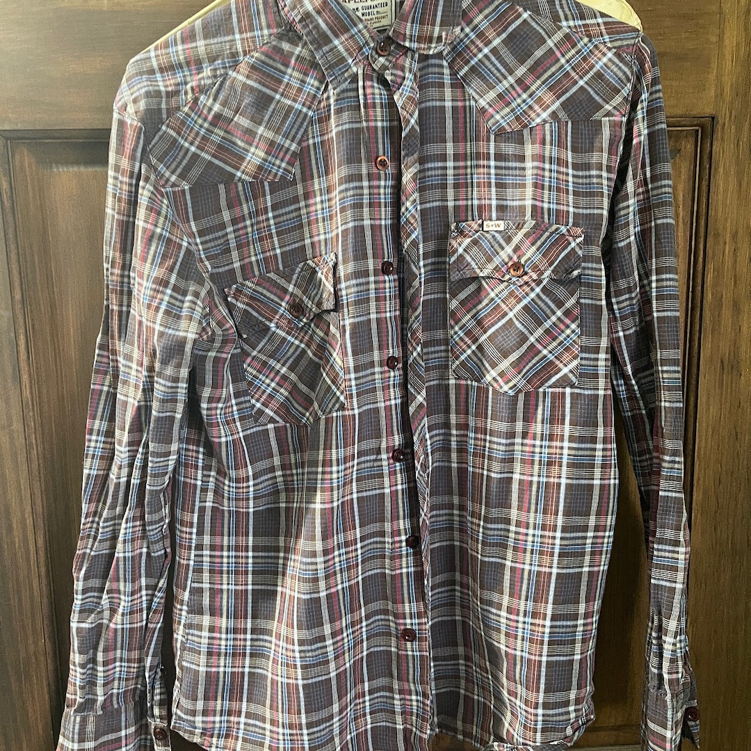 Vintage 70s-80s Plaid Western Plaid Shirt by STAPLEFORD Size S - Etsy