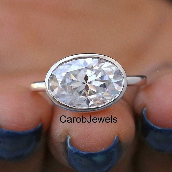 Horizontal Oval Engagement Ring - Etsy