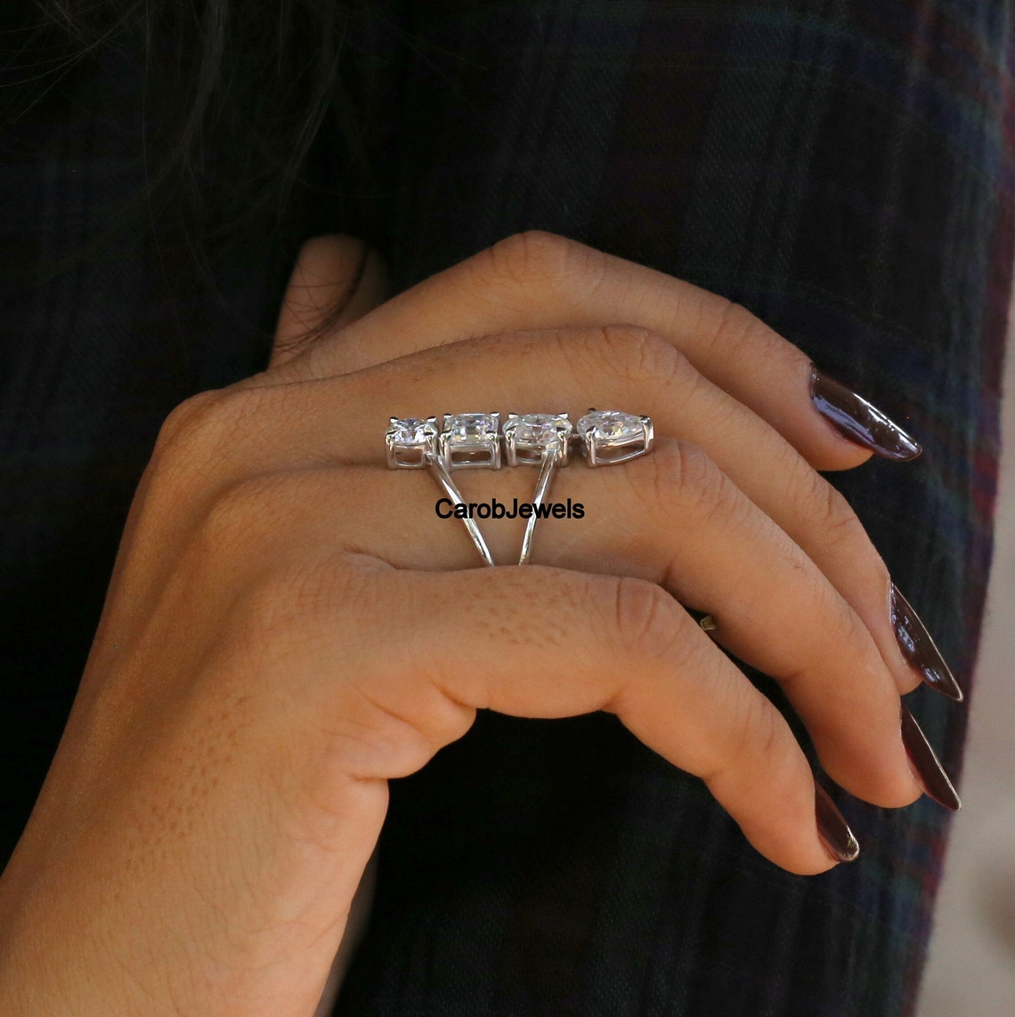 Four Stone Set Bypass and Made Split Shank Engagement Ring, 4.6 TCW ...
