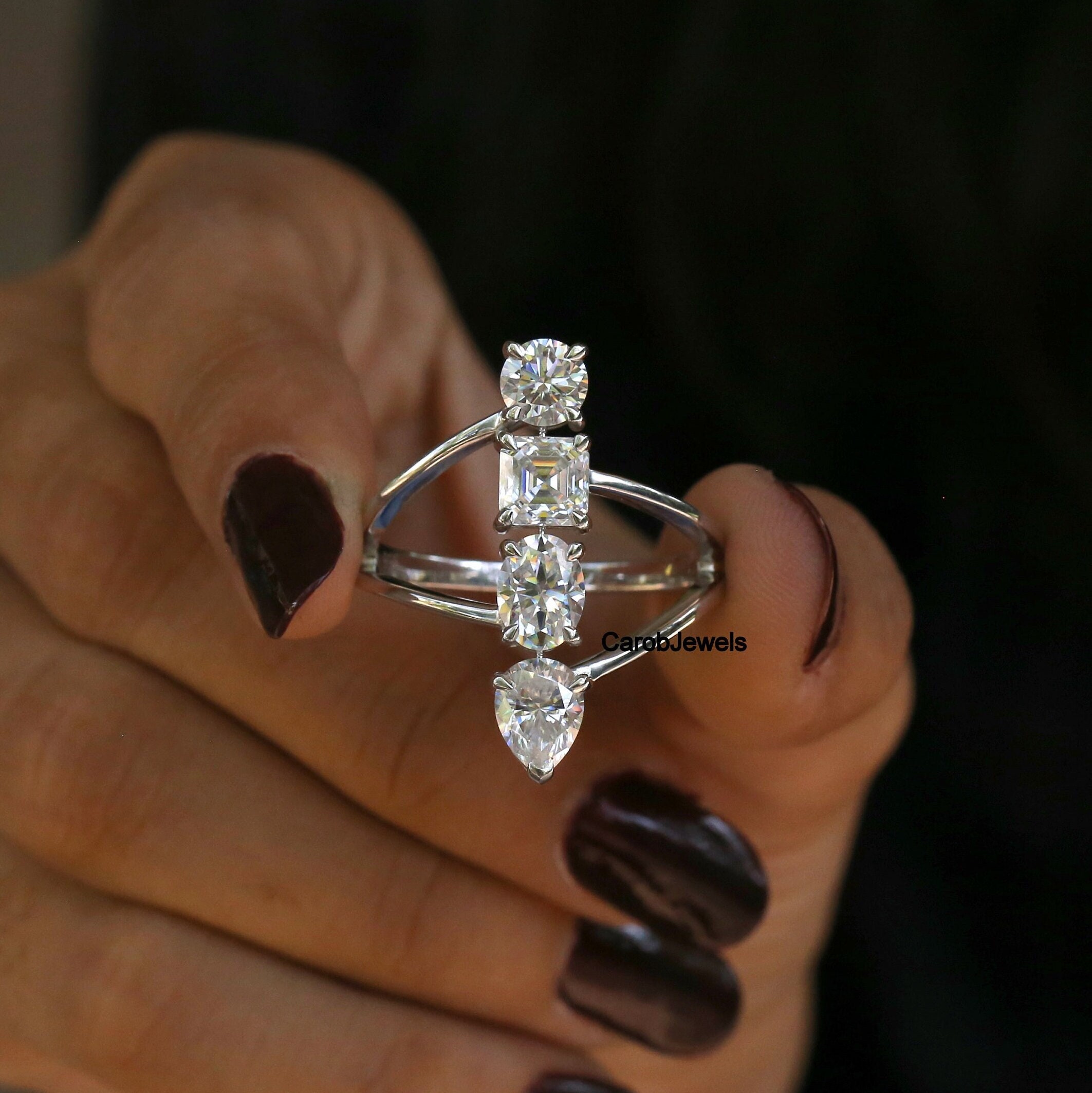 Four Stone Set Bypass and Made Split Shank Engagement Ring, 4.6 TCW ...
