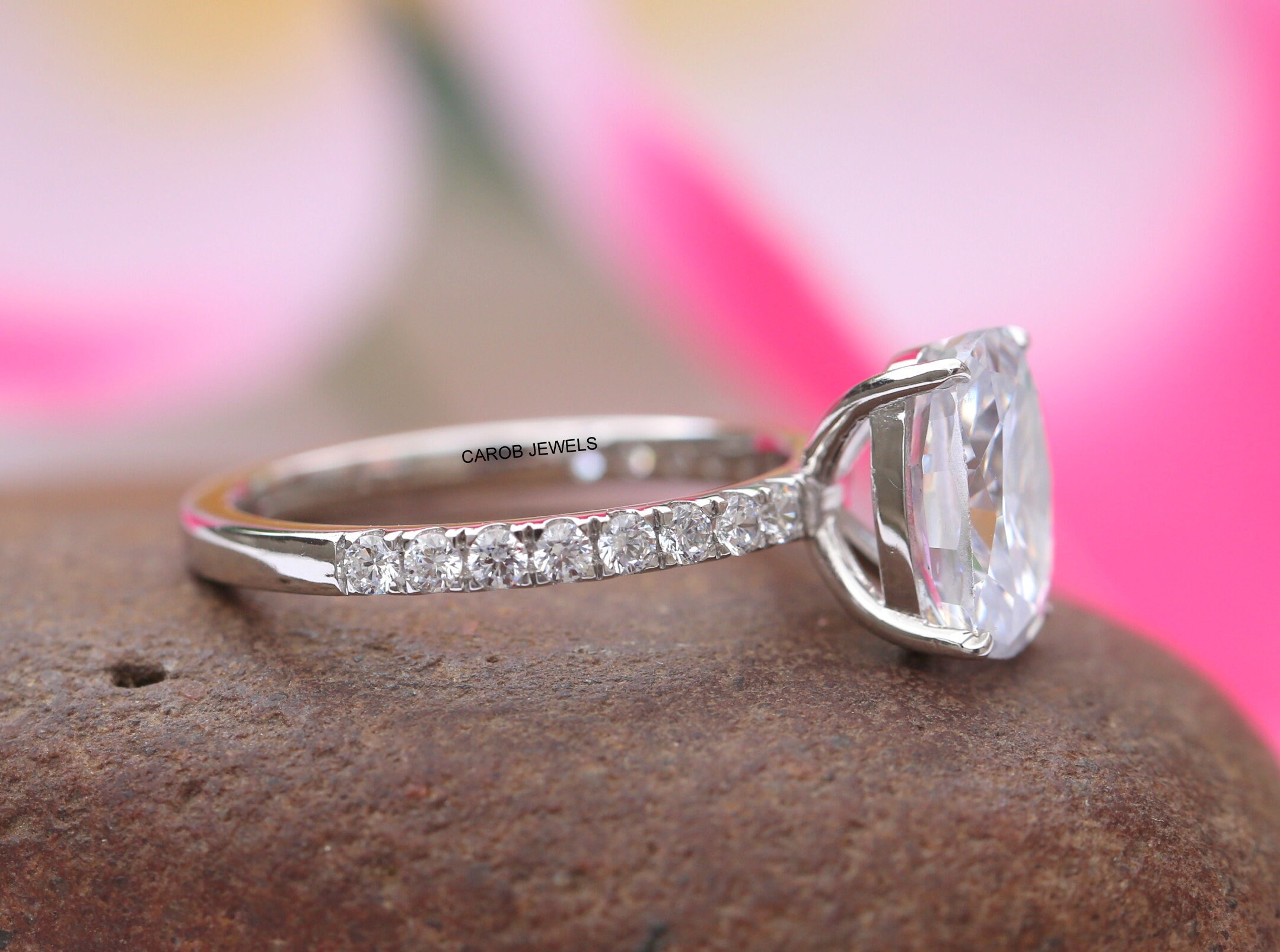 3.80 Ct Elongated Cushion Cut Solitaire Engagement Ring Half | Etsy