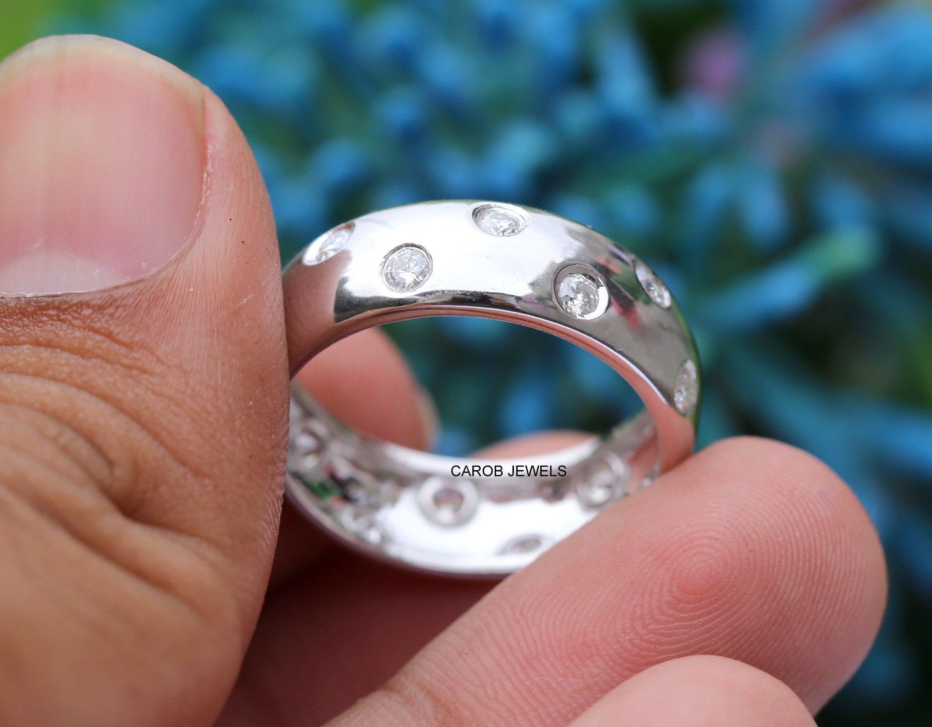 2.50 Mm Round Brilliant Cut Moissanite Band Flush Set Solitaire ...
