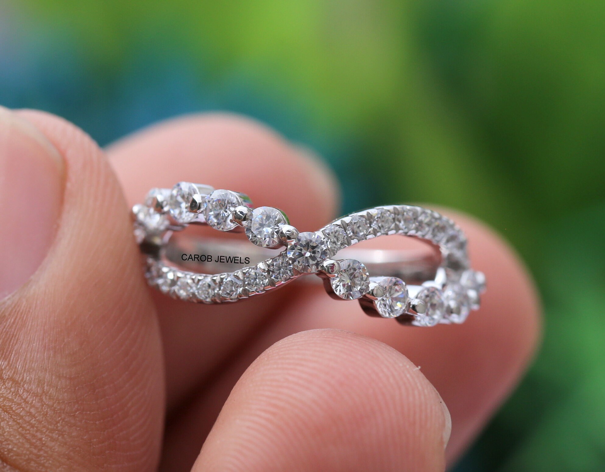 Infinity Moissanite Engagement Ring in 14K White Gold 2.50 Mm - Etsy