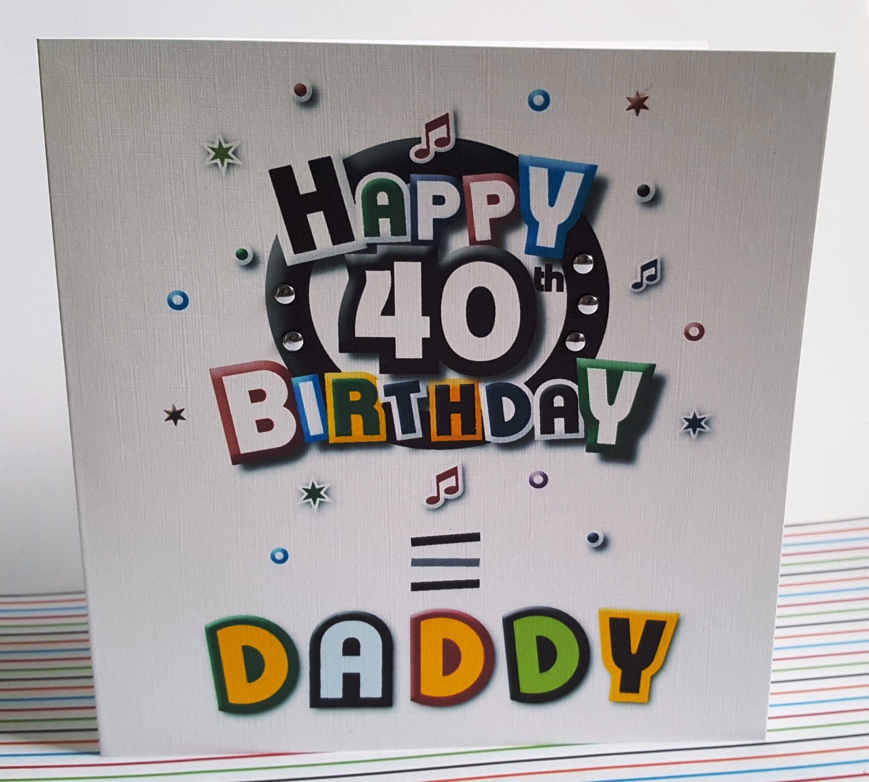 Daddy 40th Happy Birthday Funky Handmade Card - Etsy