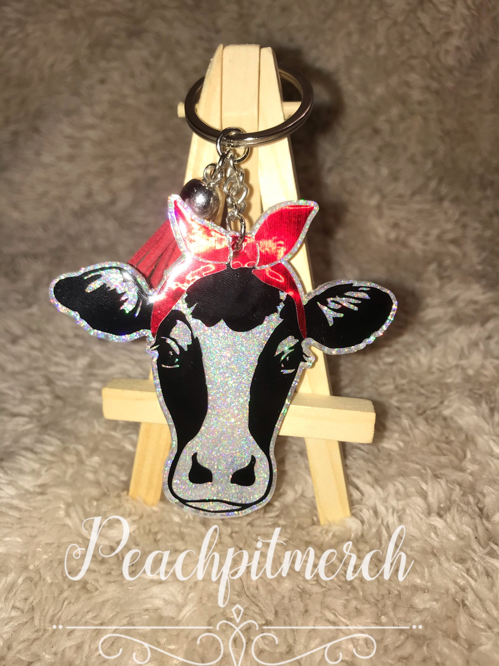 Cow Keychain Keychains Farm Keychain Cows Glitter - Etsy.de
