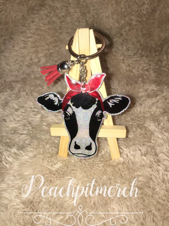 Cow Keychain Keychains Farm Keychain Cows Glitter | Etsy
