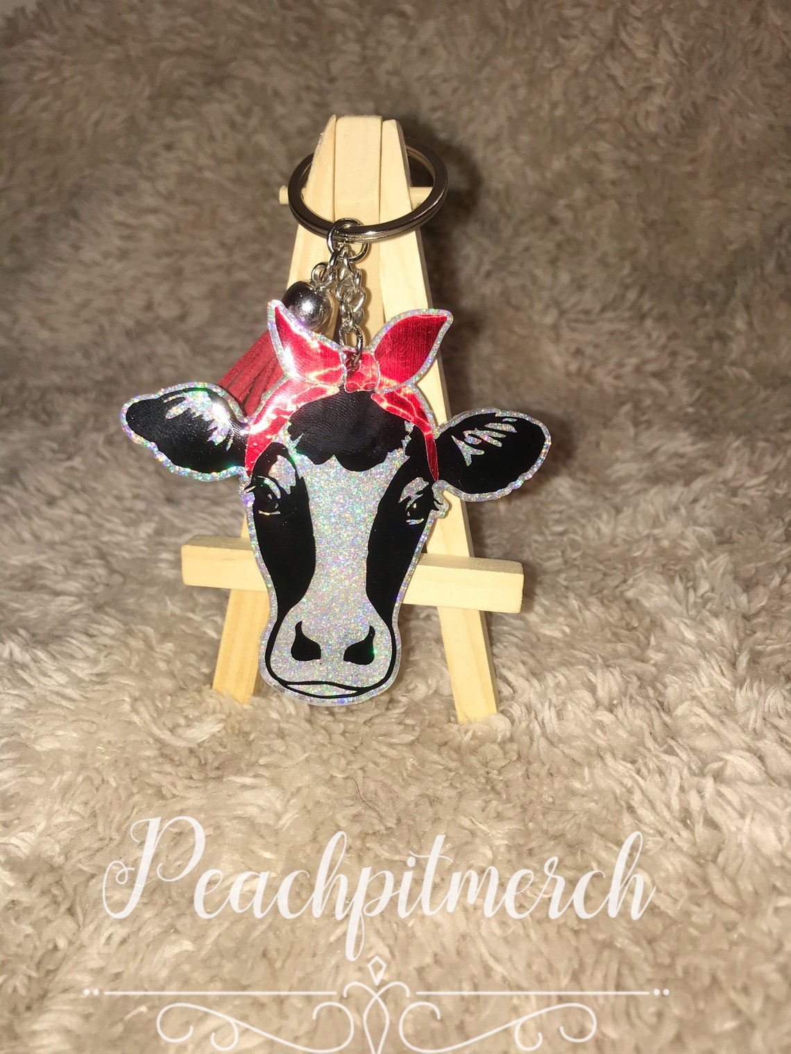 Cow Keychain Keychains Farm Keychain Cows Glitter - Etsy
