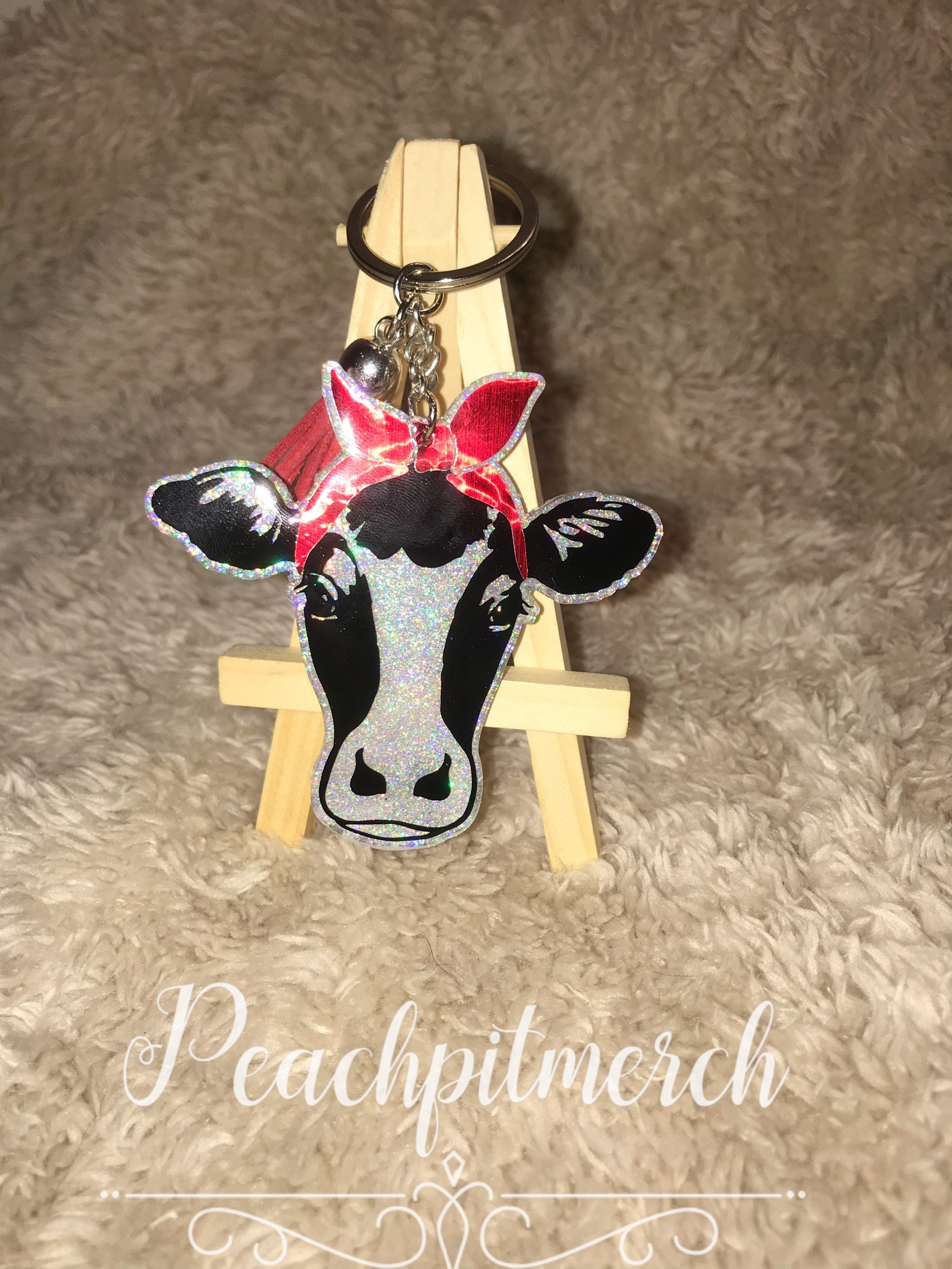 Cow Keychain Keychains Farm Keychain Cows Glitter - Etsy