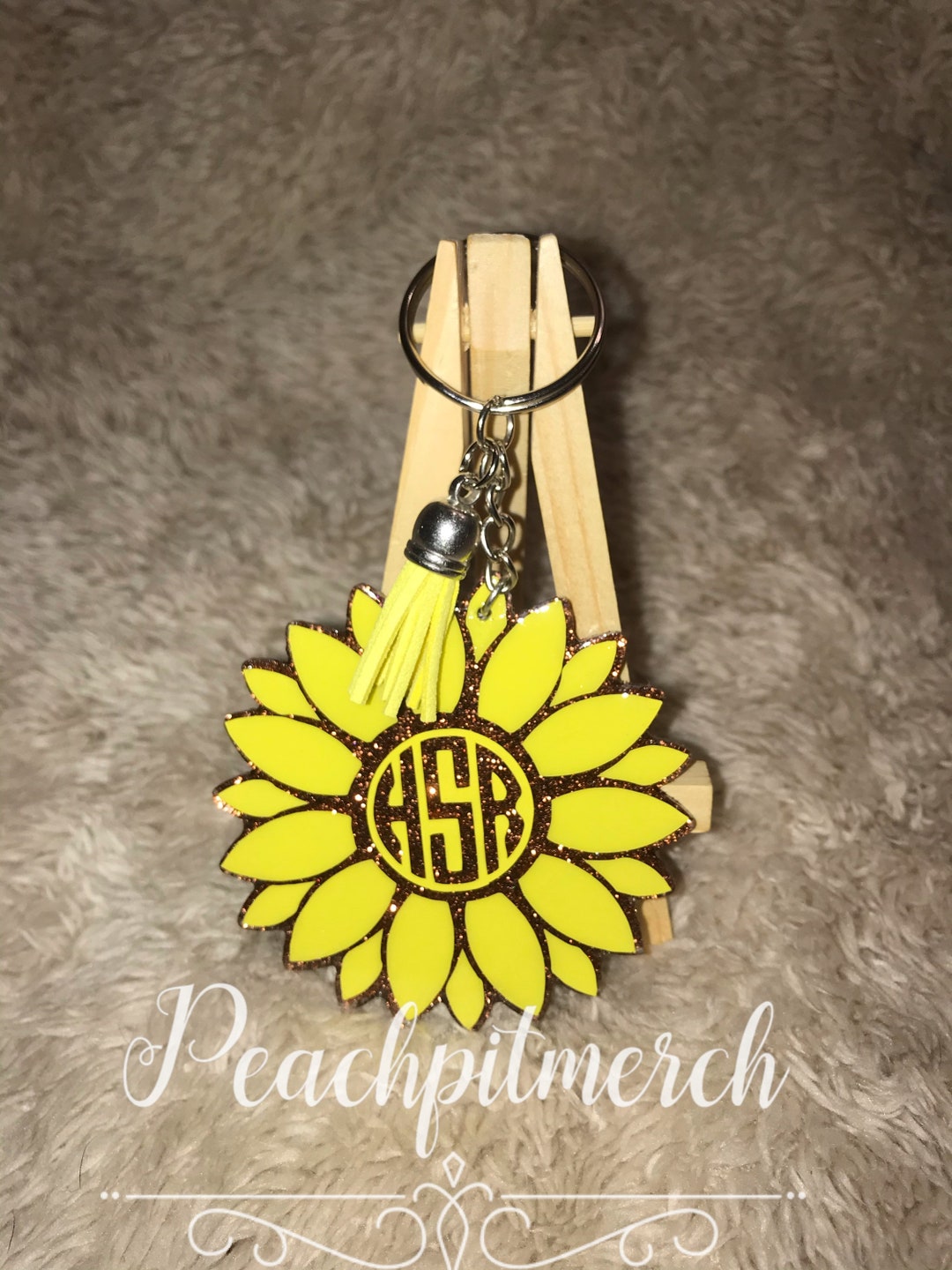Sunflower Keychain Glitter Keychain Keychain Sparkle - Etsy