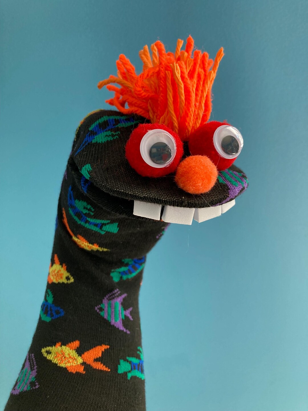 Overbite Mohawk Fishy Dude Sock Puppet - Etsy