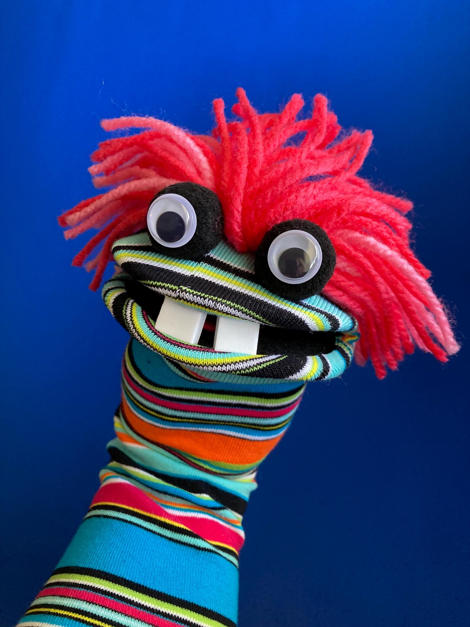 Vibrant Stripes Sock Puppet - Etsy