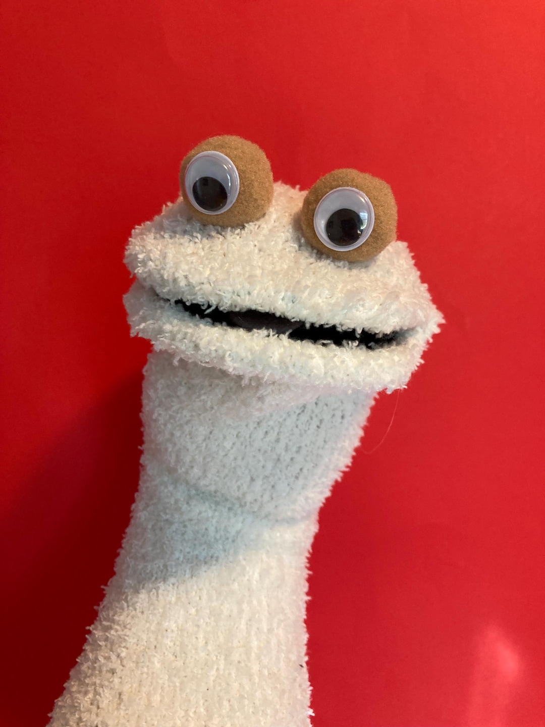 Fuzzy White Sock Puppet - Etsy
