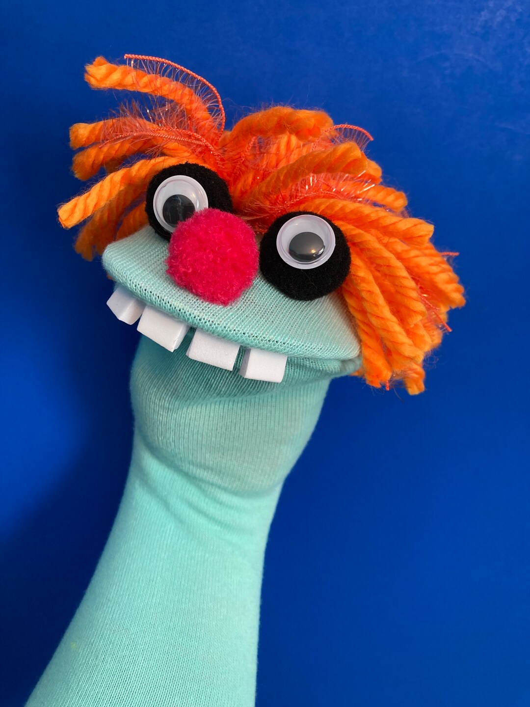 Overbite Teal Guy Sock Puppet - Etsy